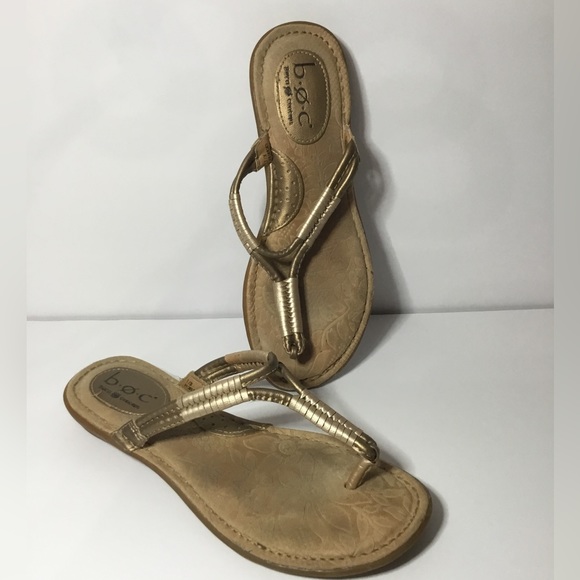 b.o.c. | Shoes | Born Boc Womens Gold Rope Slip On Flip Flops Slides ...